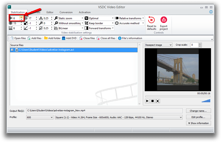 How to stabilize a shaky video quickly and efficiently using VSDC Video ...