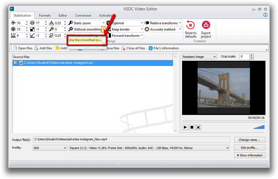 How to stabilize a shaky video quickly and efficiently using VSDC Video ...